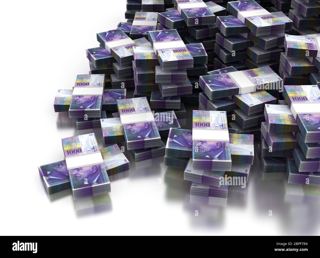 Stack of Swiss Franc (isolated on white background Stock Photo - Alamy