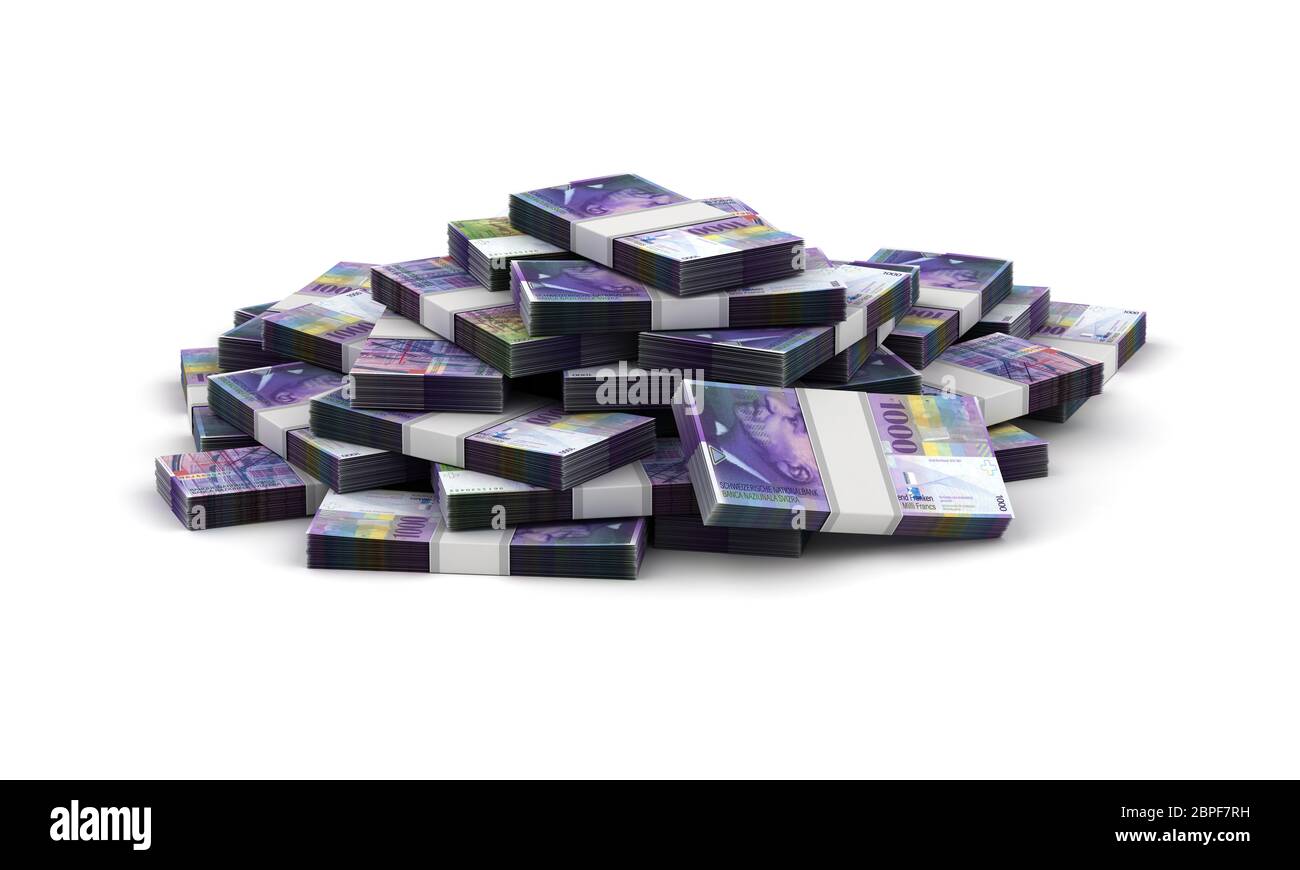Stack of Swiss Franc (isolated on white background Stock Photo - Alamy