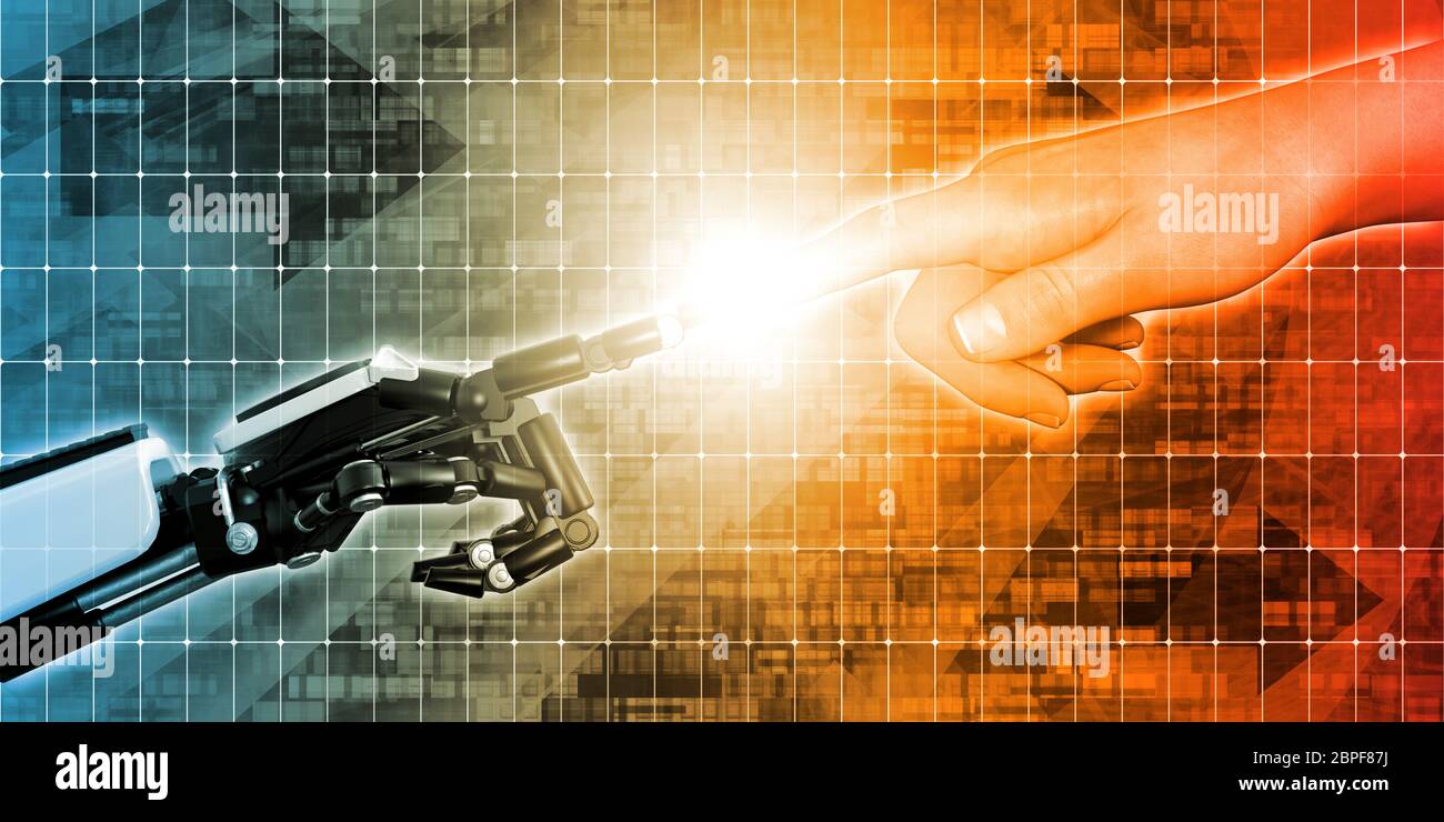 Merging Man and Technology Together Engineering Concept Stock Photo - Alamy