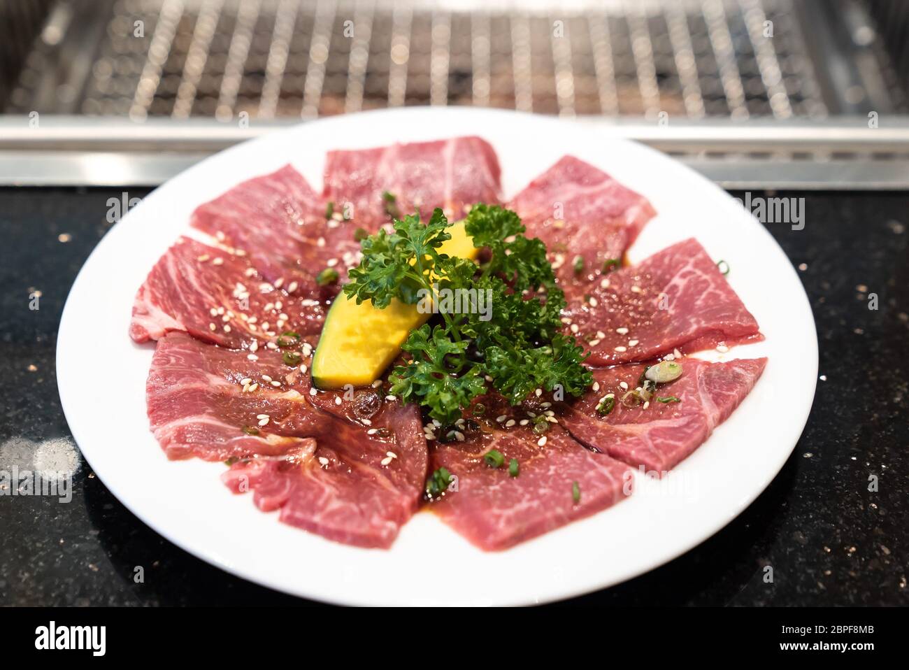 Raw premium wagyu beef meat for japanese yakiniku Stock Photo - Alamy