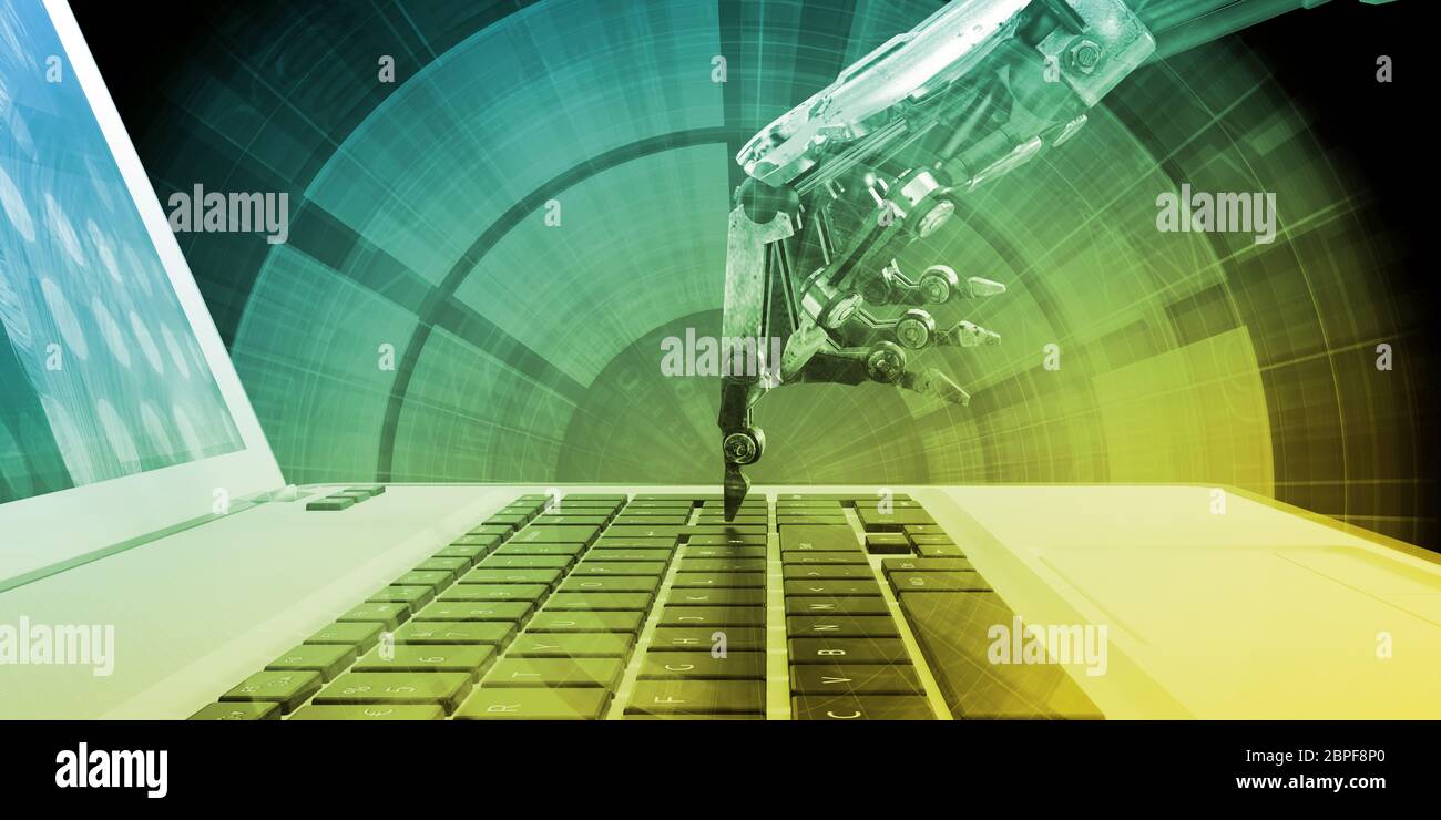 Automation Technology Concept Robot Processing Task on Keyboard Stock ...
