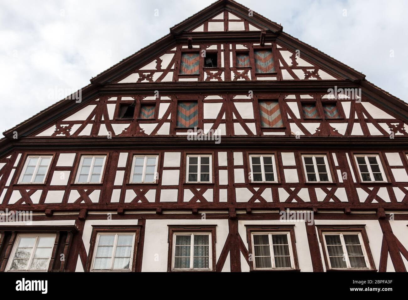 Old historical building and half-timber house with brown wood Stock ...