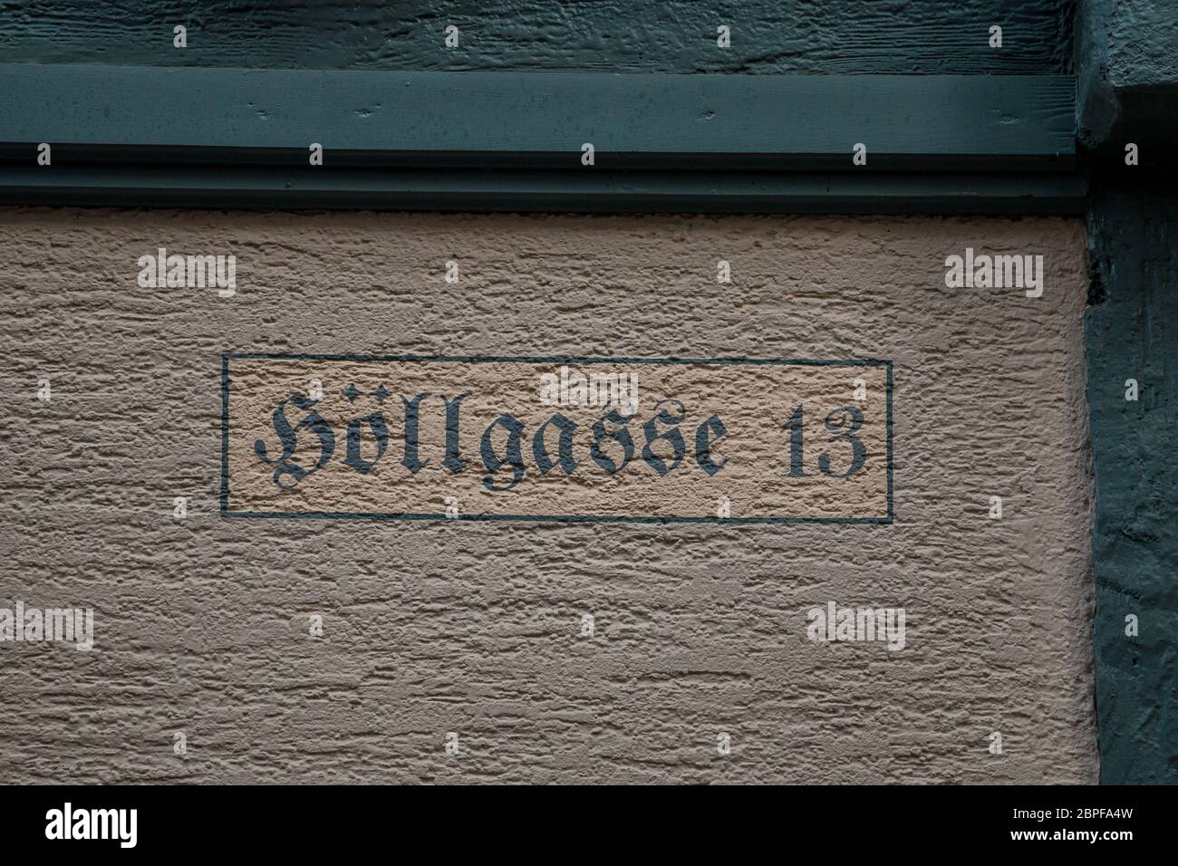 Number 13 of the house with green letters Stock Photo - Alamy