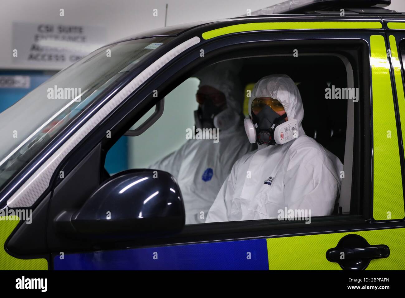 Members of the PSNI Covid-19 Unit at Musgrave Street custody suite in ...