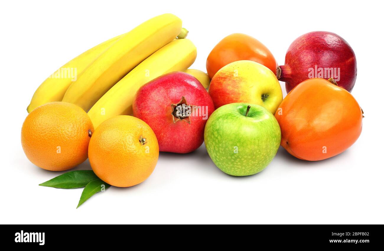The set of several different fruits such as bananas, apples ...