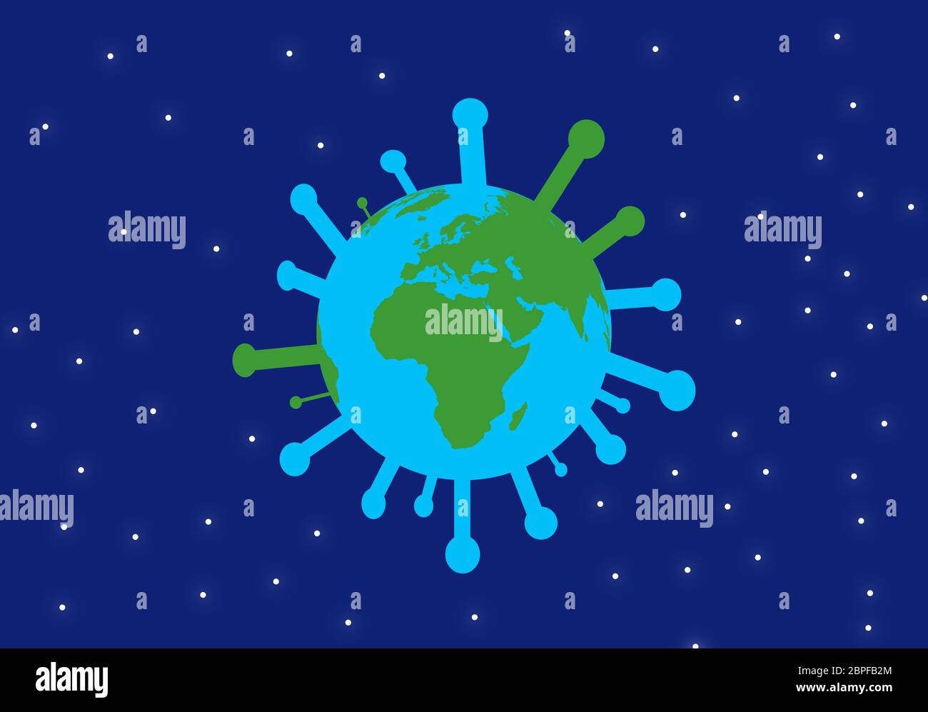 Illustration of the planet earth in space with the coronavirus shape ...