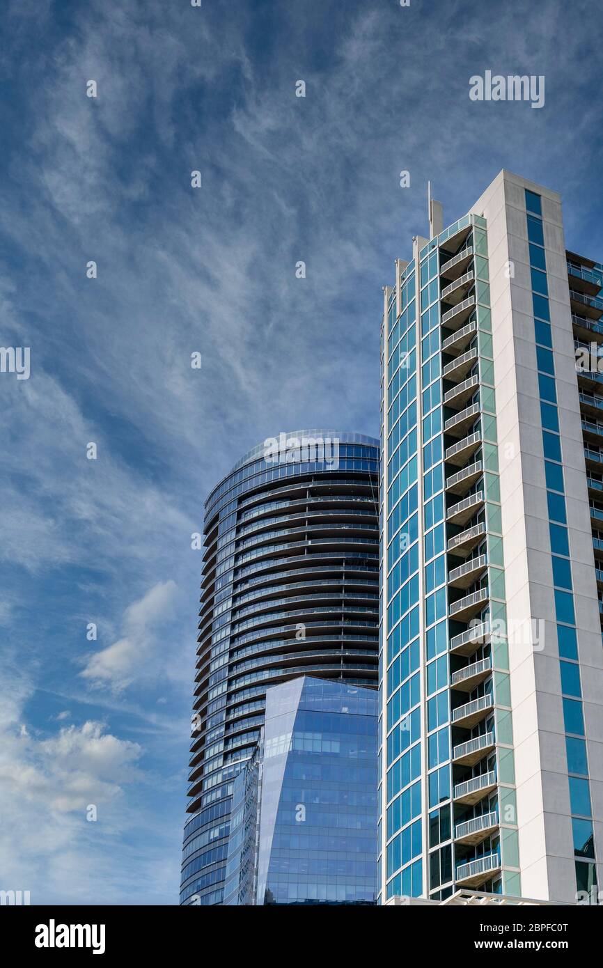 Modern Blue Glass and Steel Towers Stock Photo - Alamy