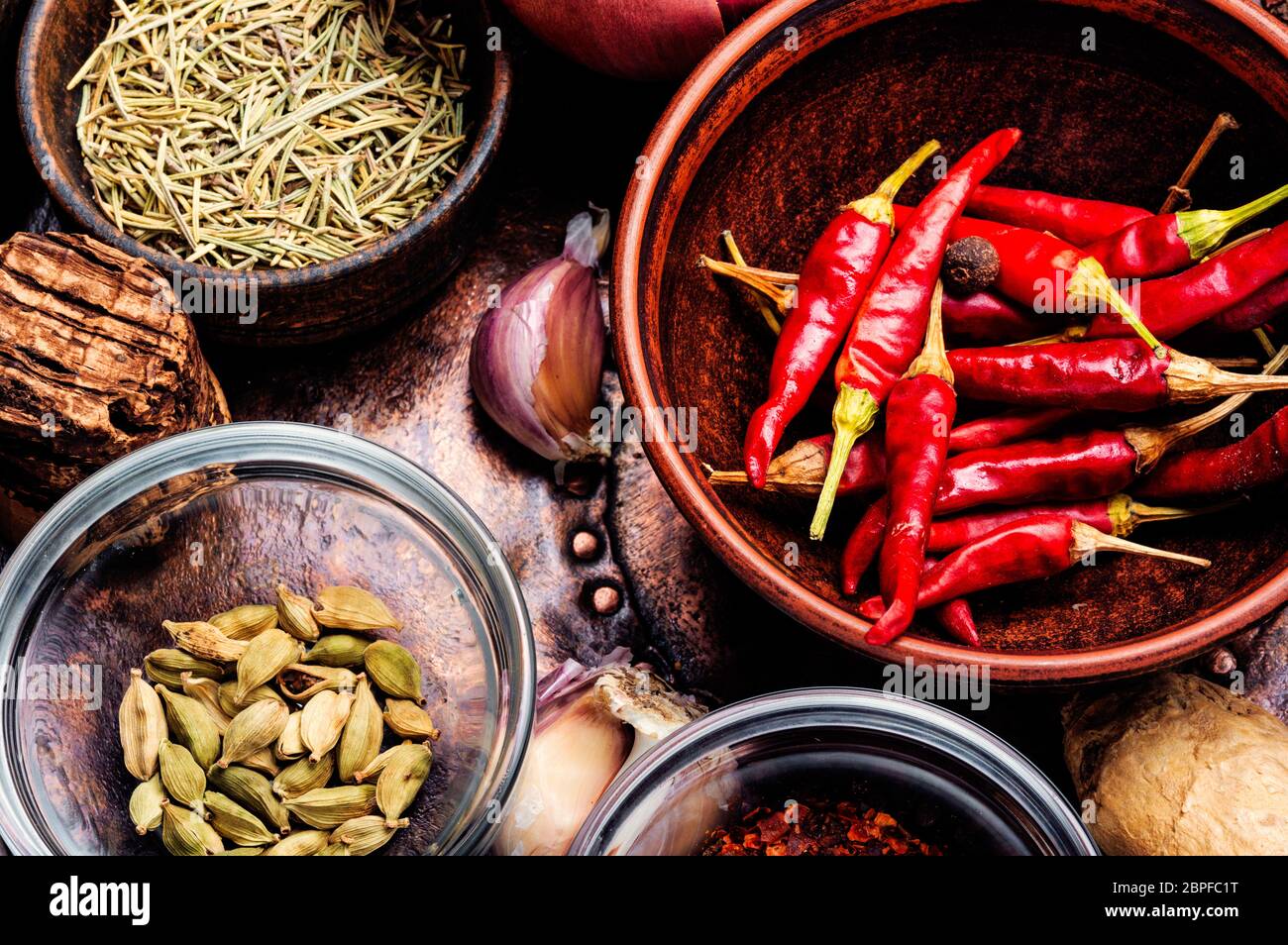 Big set of Indian spices and herbs.Various fragrant spices Stock Photo ...