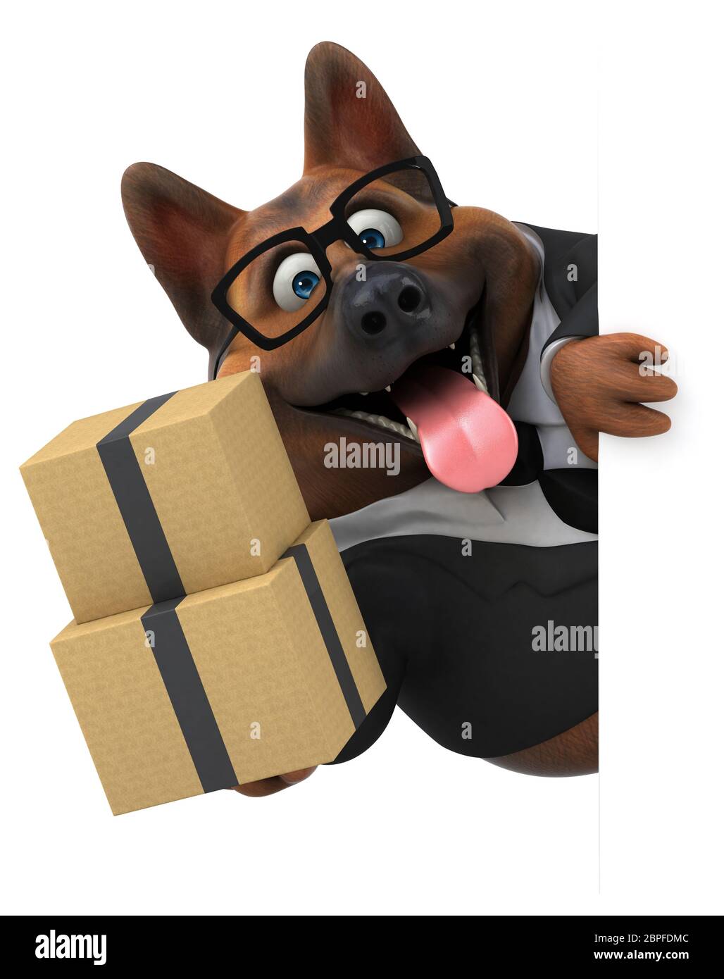 Fun german shepherd dog - 3D Illustration Stock Photo - Alamy