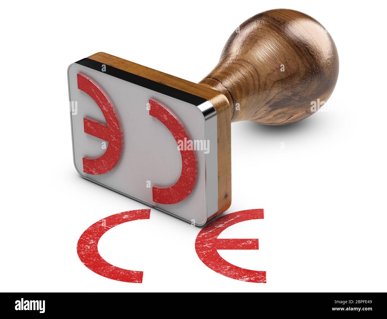 CE marking over white background with rubber stamp. 3D illustration ...