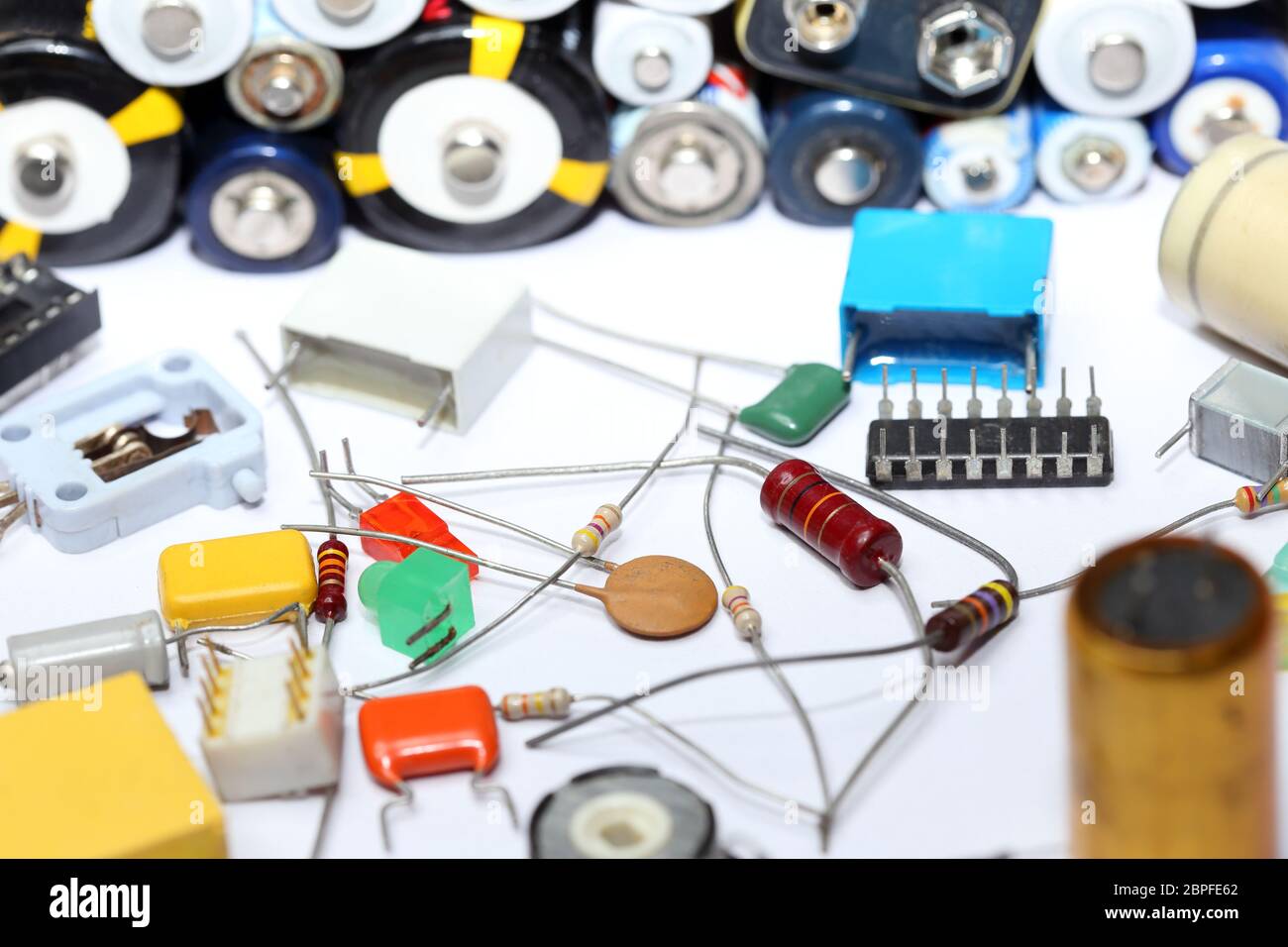some old electronic devices on white background Stock Photo - Alamy