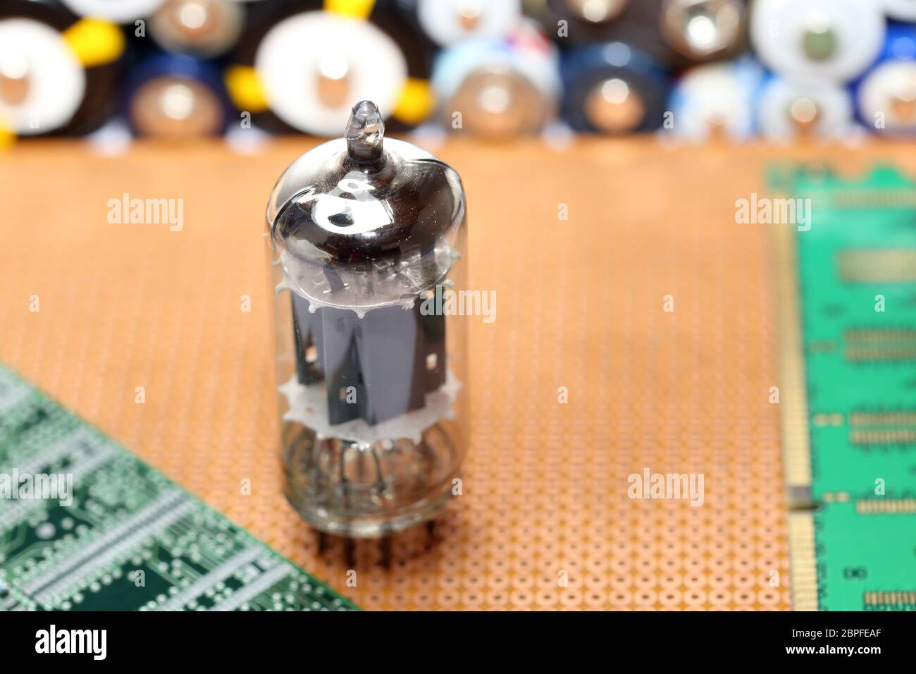 some electronic with tube and different batteries Stock Photo - Alamy