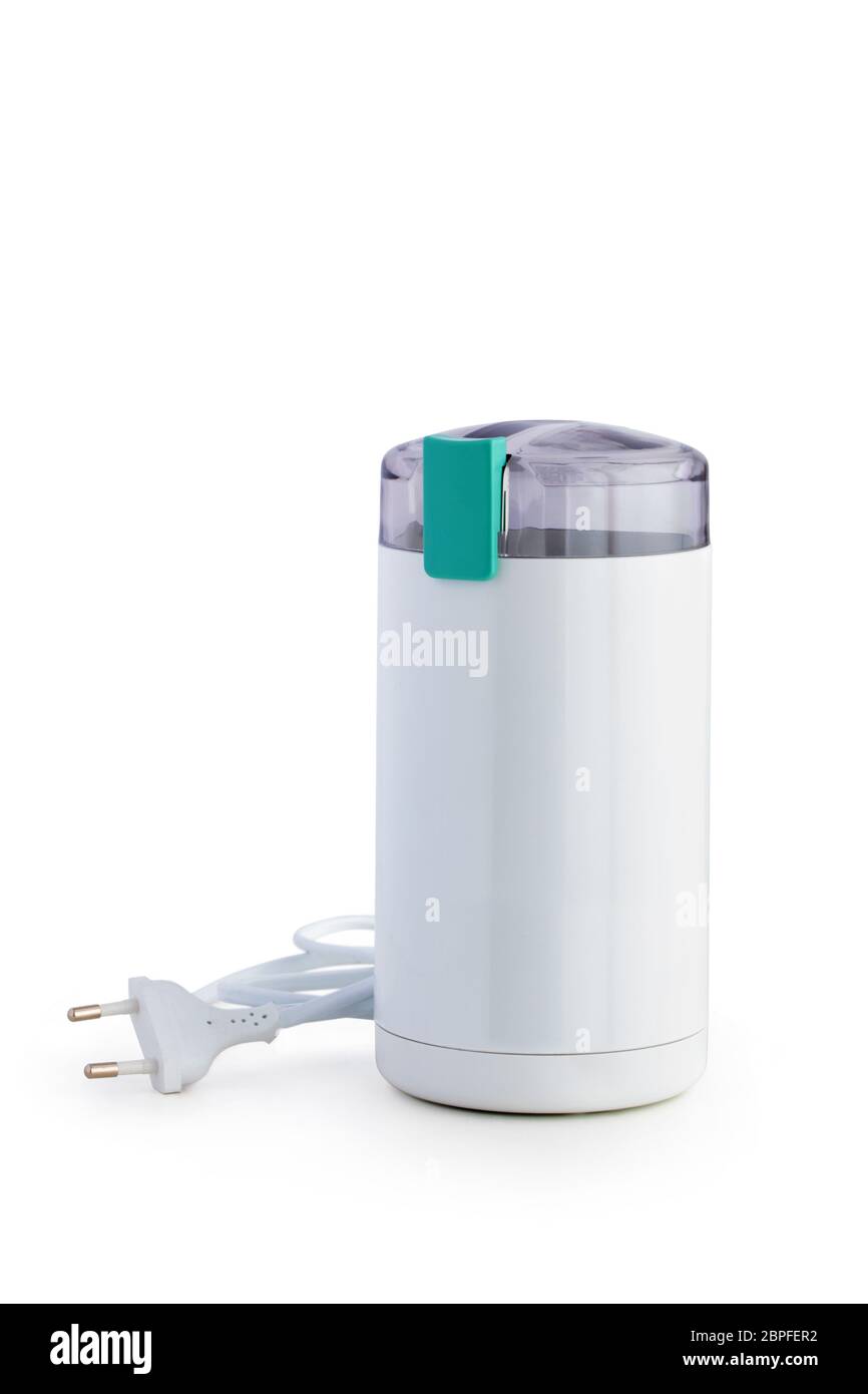 Modern coffee grinder isolated on white background Stock Photo - Alamy