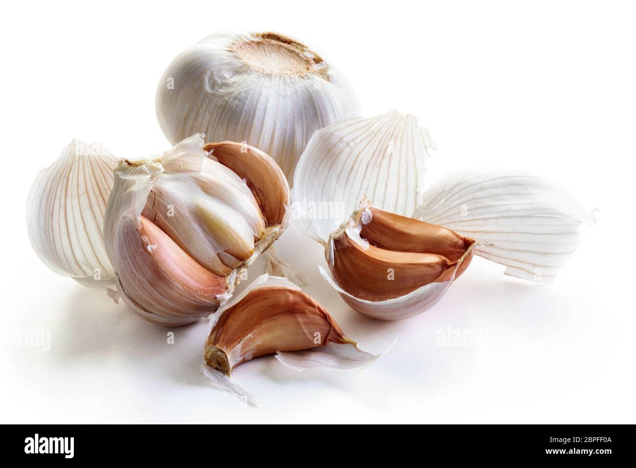 Whole fresh garlic with clove isolated on white background Stock Photo ...