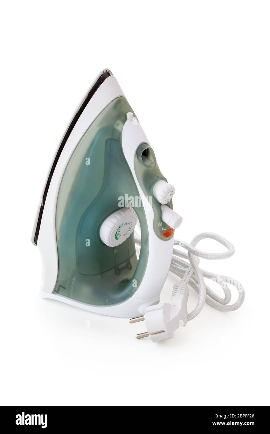 Modern electric iron isolated on white background Stock Photo - Alamy