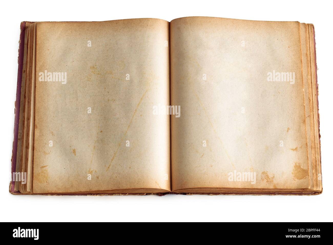 Closeup shot of old opened book isolated on white background Stock ...