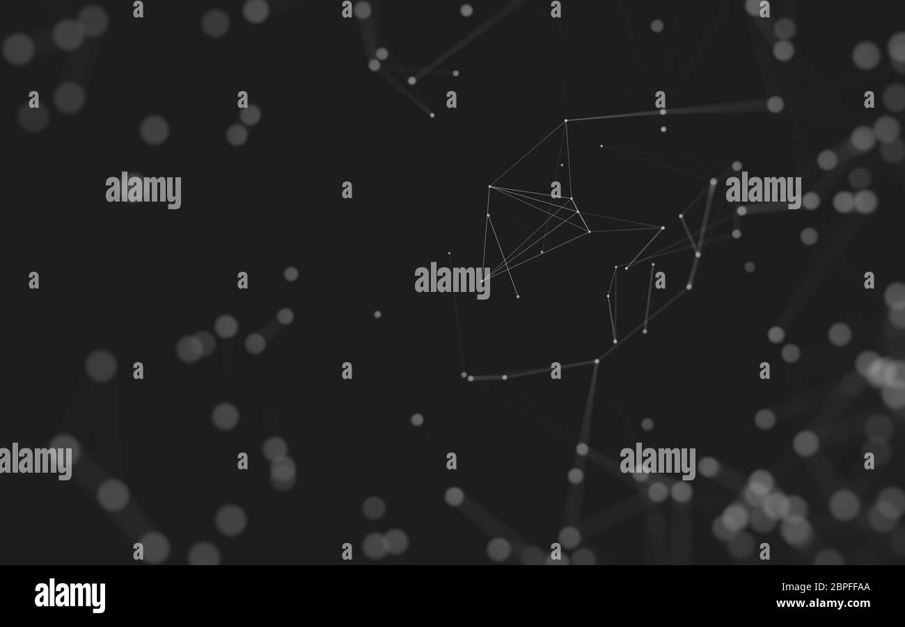 Abstract polygonal space low poly dark background with connecting dots ...