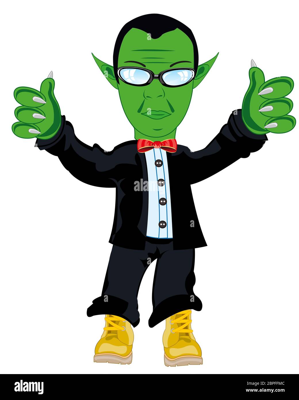 Fairy-tale personage man troll with green skin in fashionable cloth on ...