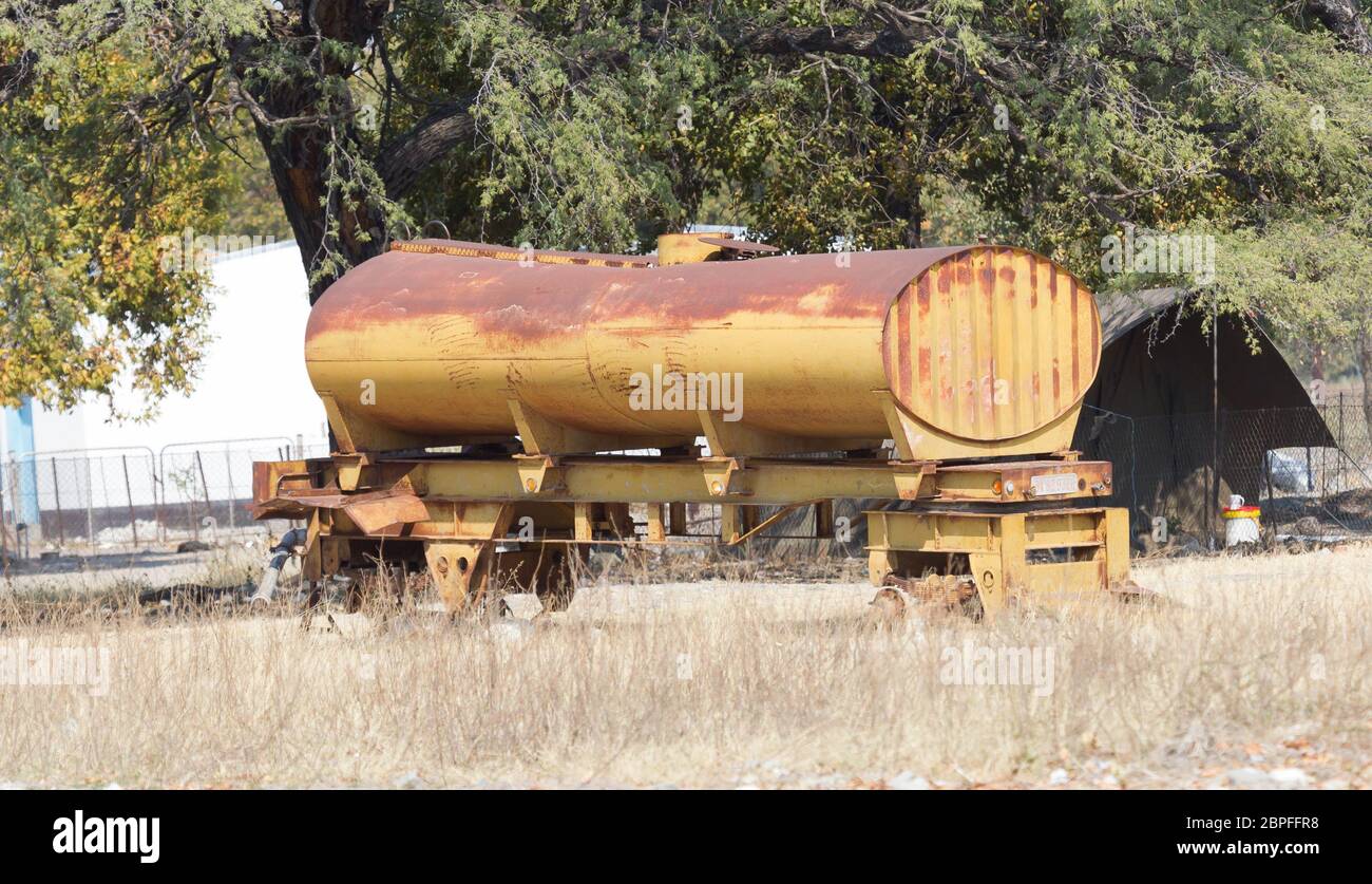Vintage rusty tanker truck in a village in Botswana Stock Photo - Alamy