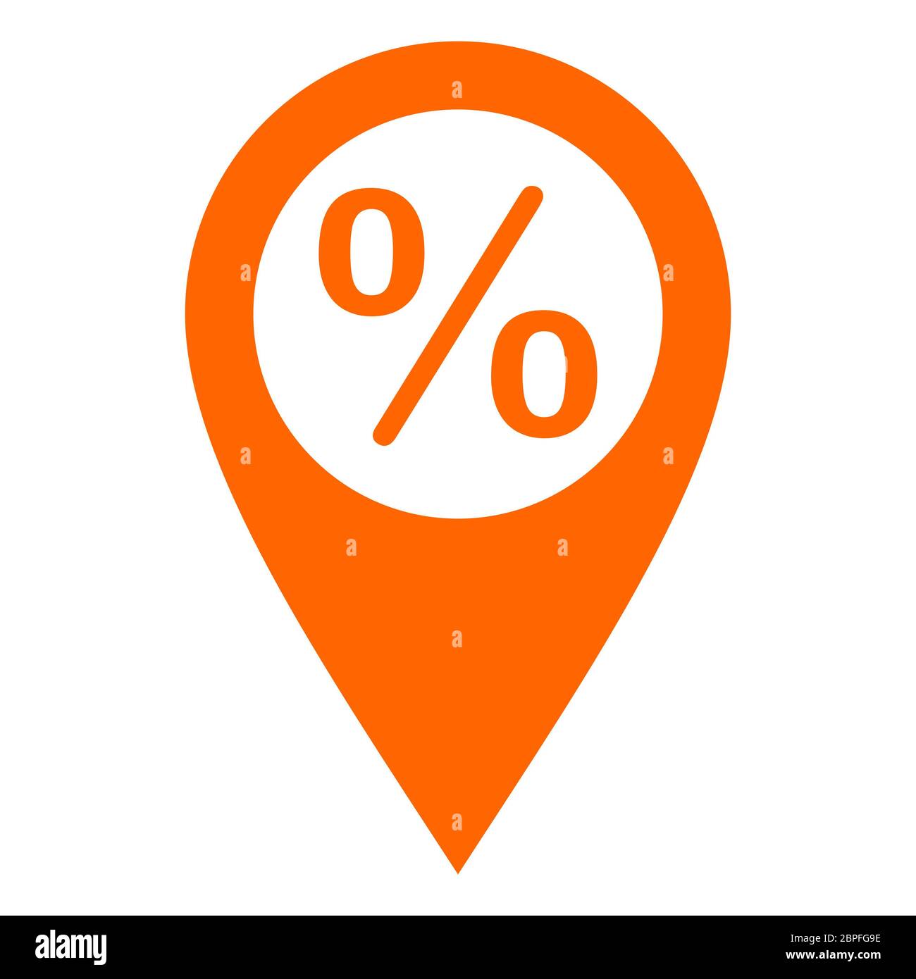Percent and location pin Stock Photo - Alamy
