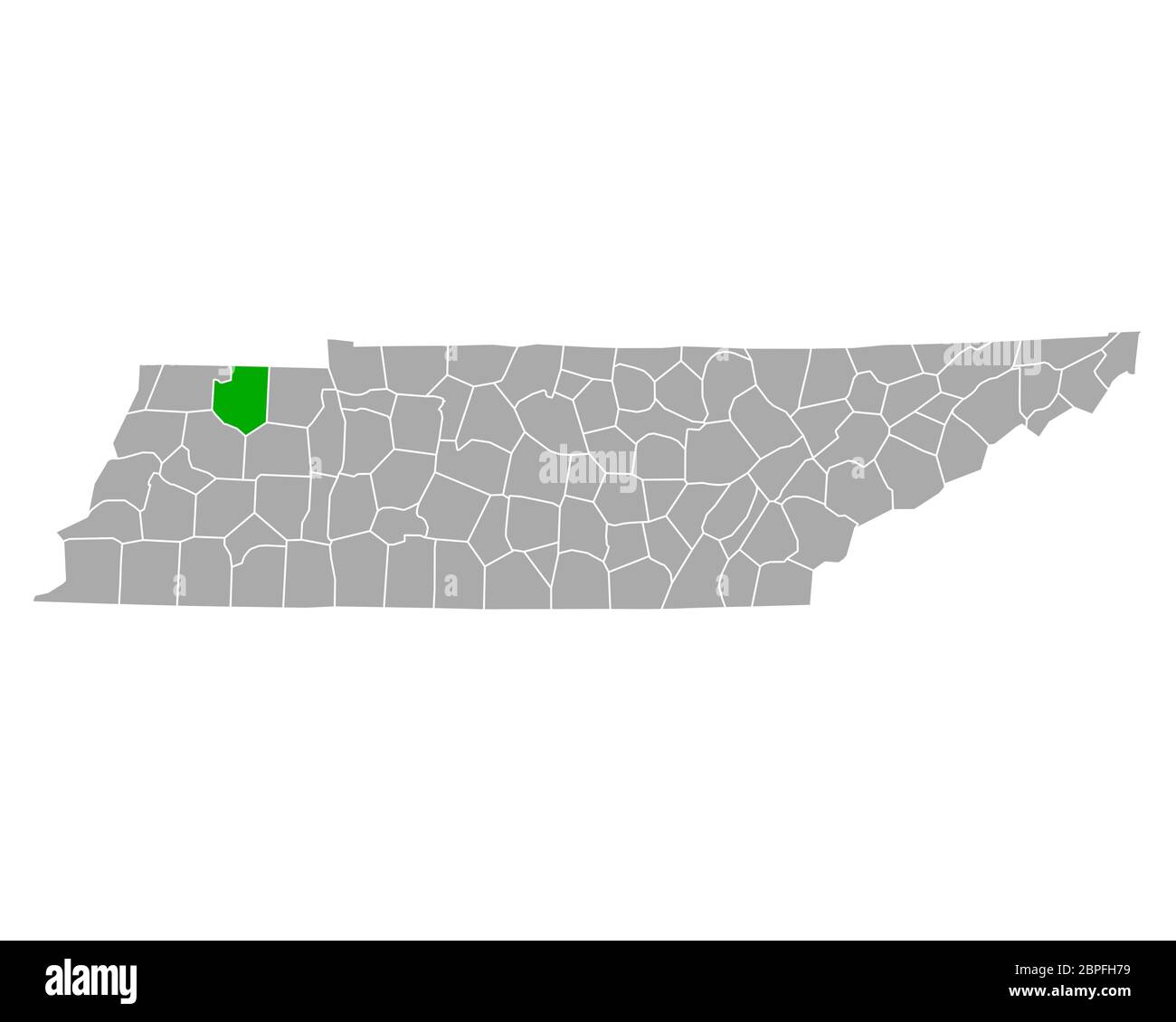 Map of Weakley in Tennessee Stock Photo - Alamy