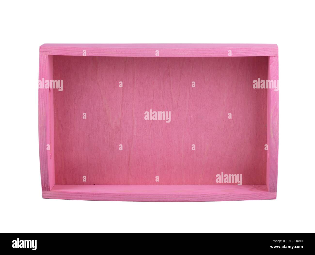 Pink wooden box top view on a white background Stock Photo - Alamy