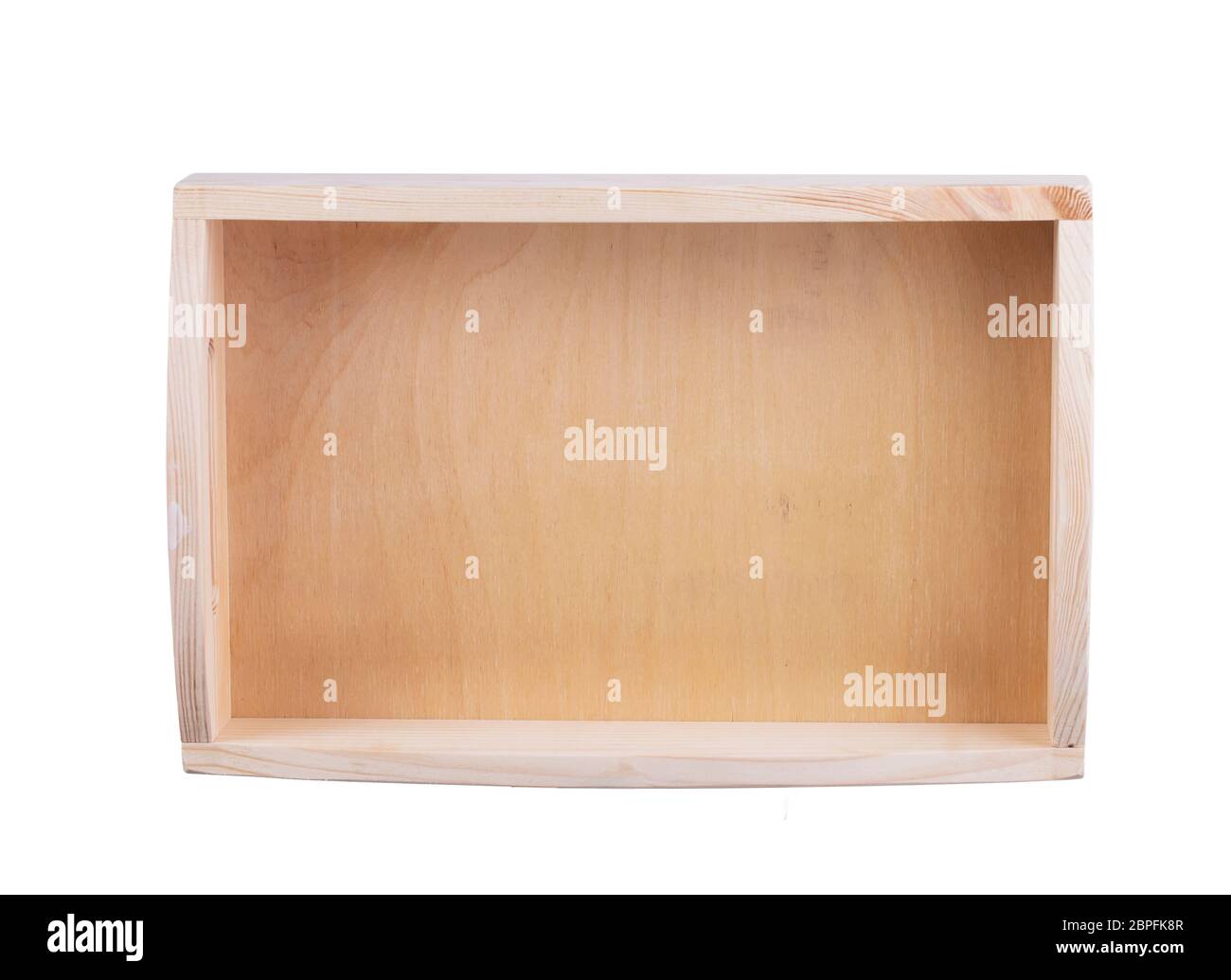 Wooden box top view on a white background. Tray Stock Photo - Alamy