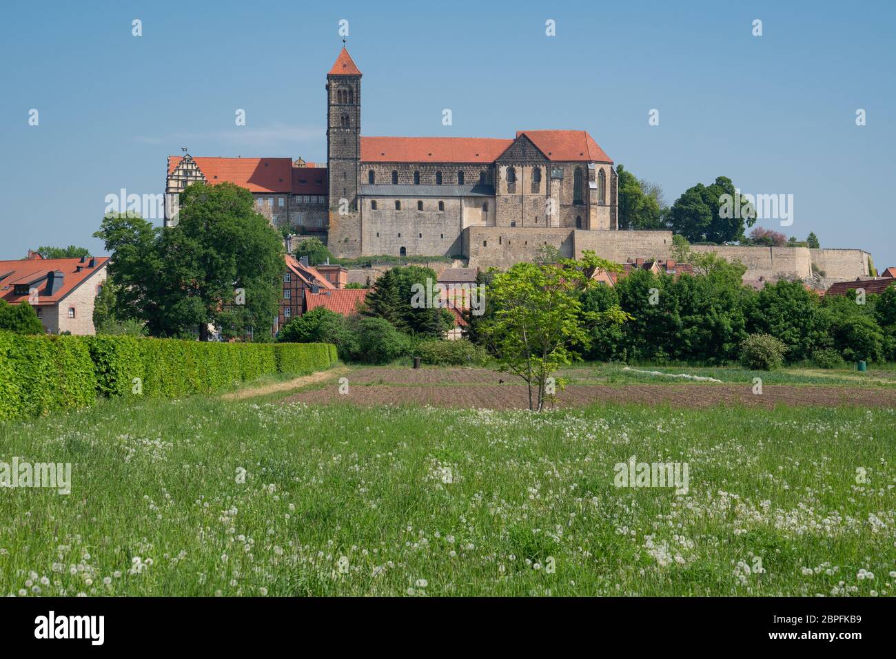 Panoramic image of the convent of Quedlinburg, Germany, Europe Stock ...