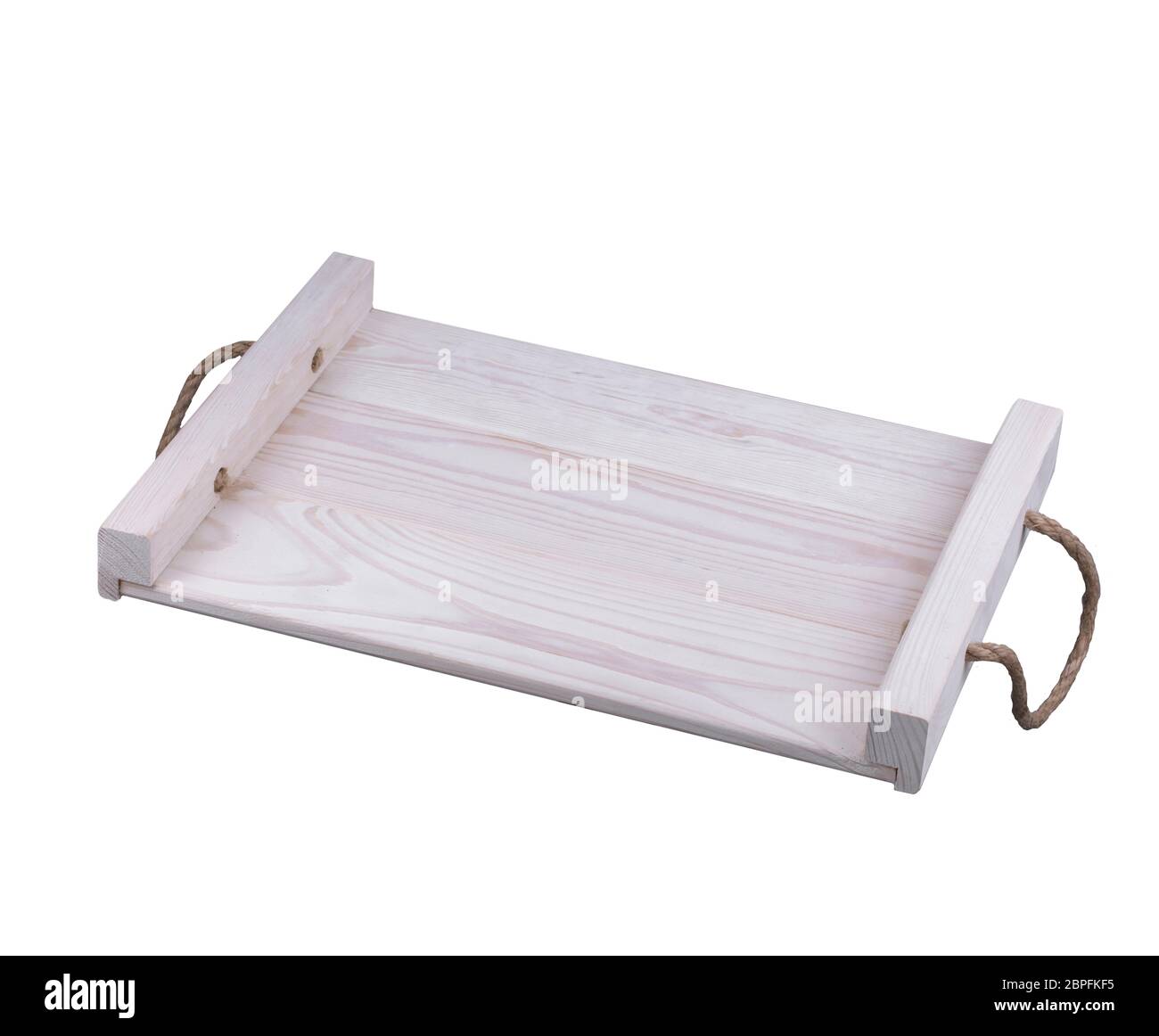 Wooden white tray on a white background Stock Photo - Alamy