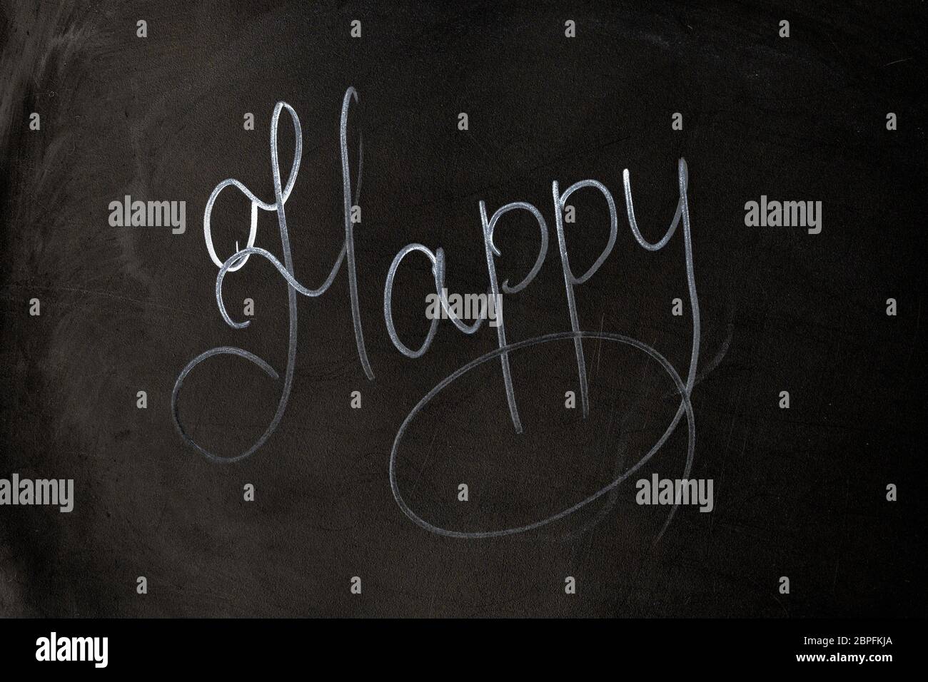 Inscription happy on black background Stock Photo - Alamy