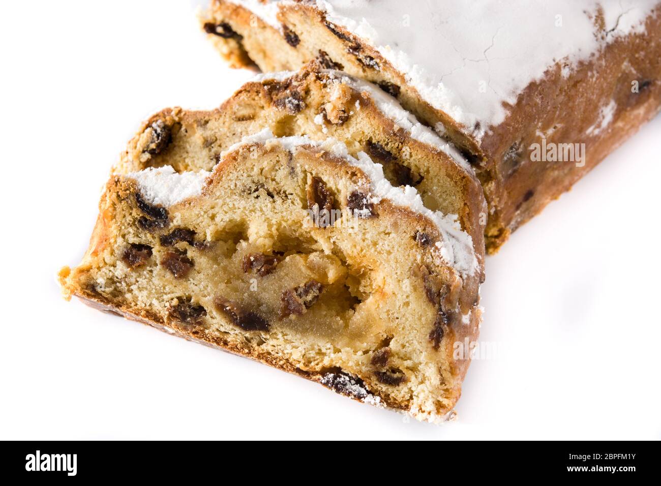 Christmas stollen fruit slice isolated on white background Stock Photo ...