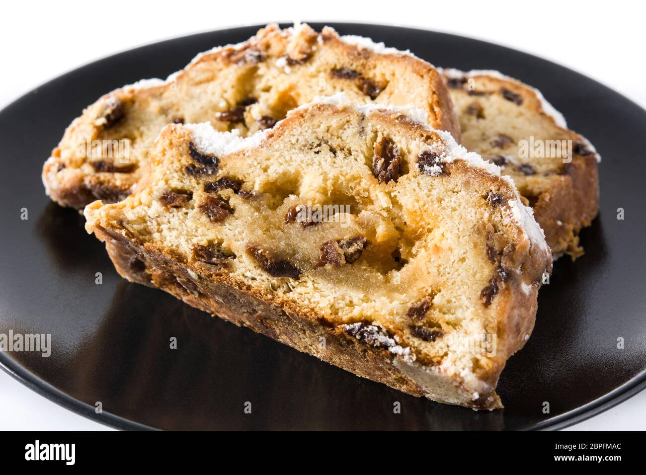 Christmas stollen fruit slice isolated on white background Stock Photo ...