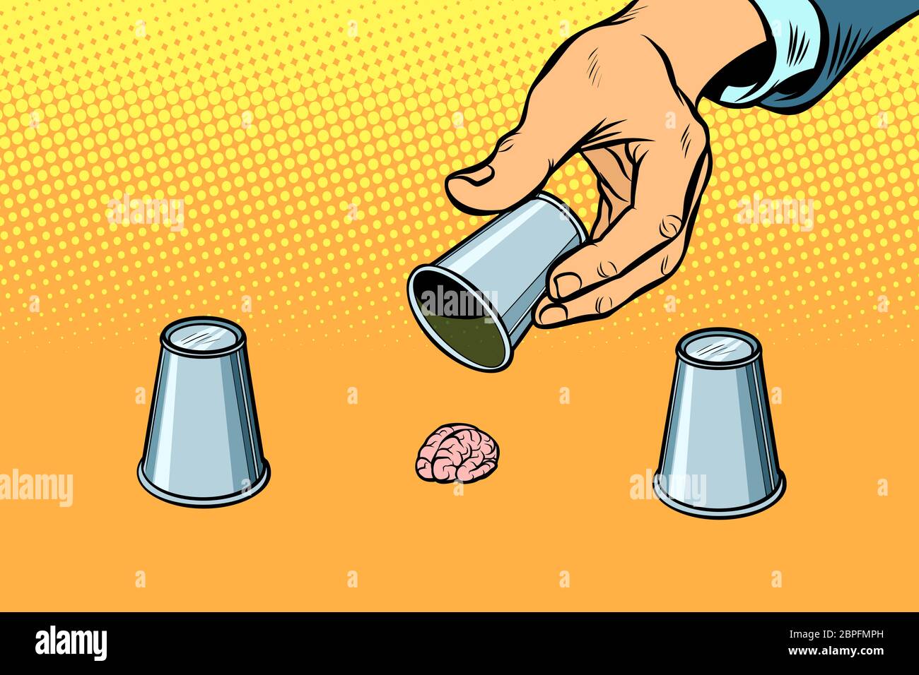 Mind game. Brain and intelligence. Scammers and deception. Comic ...