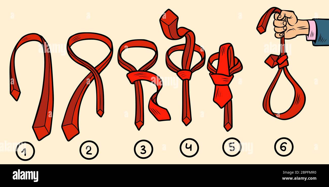 tie knots, noose. Business risk. Comic cartoon pop art retro vector ...