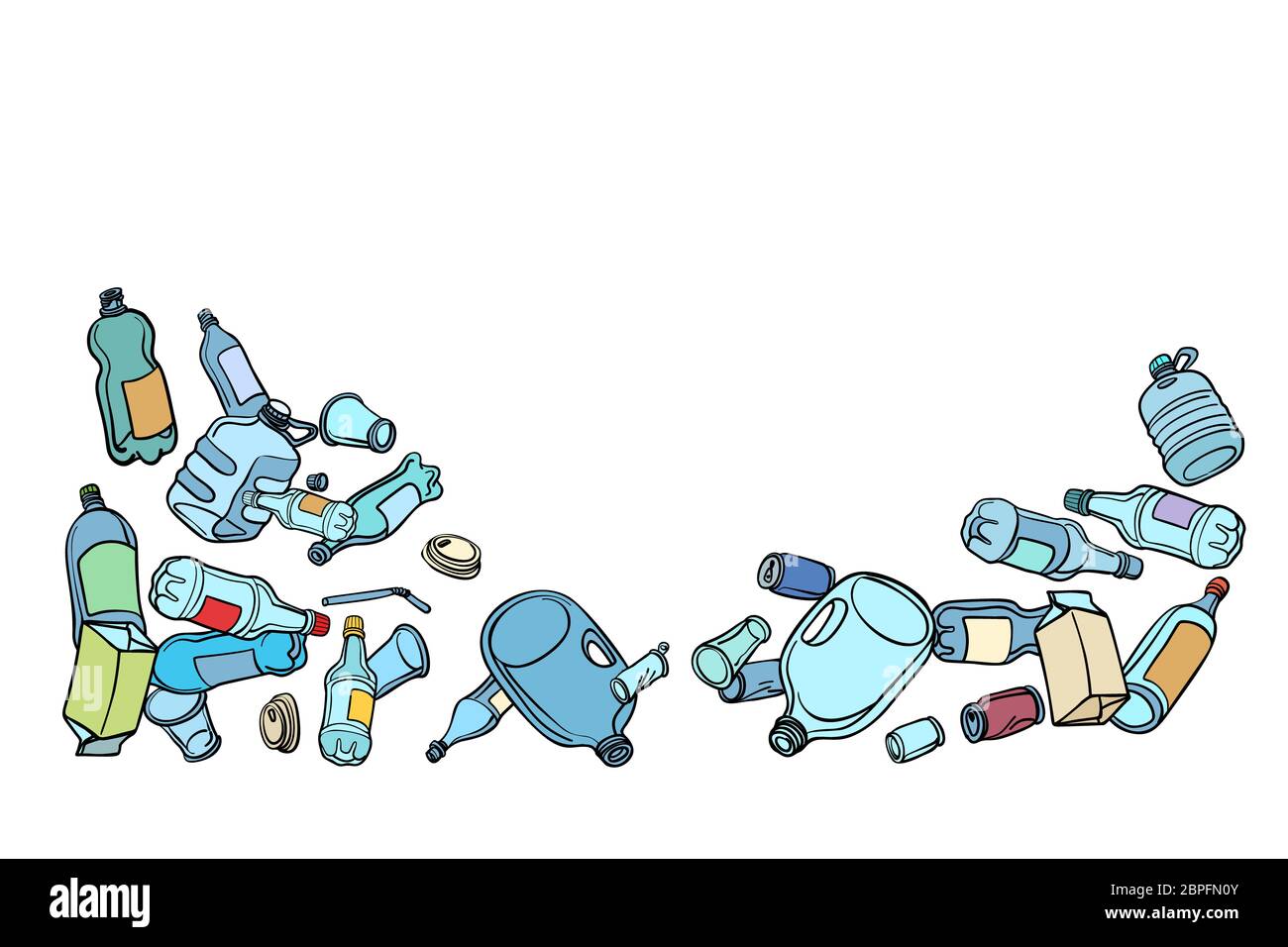 plastic waste, ecology and recycling. Pop art retro vector illustration ...