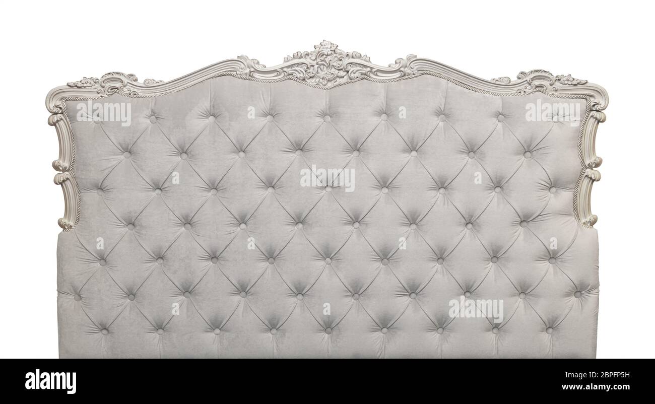 Shaped grey soft velvet fabric capitone bed headboard of Chesterfield ...