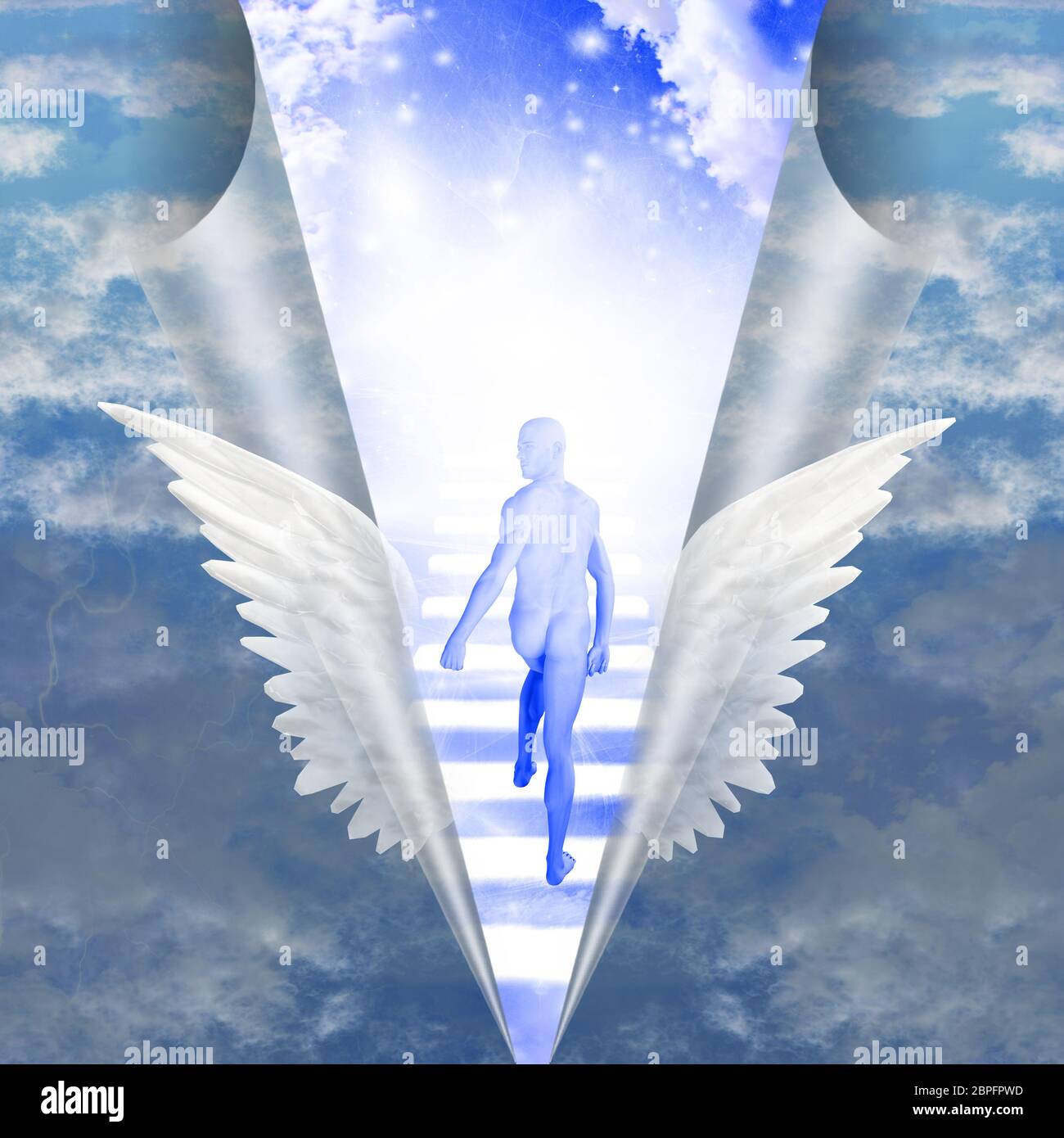 Man walking stairs to heaven hi-res stock photography and images - Alamy