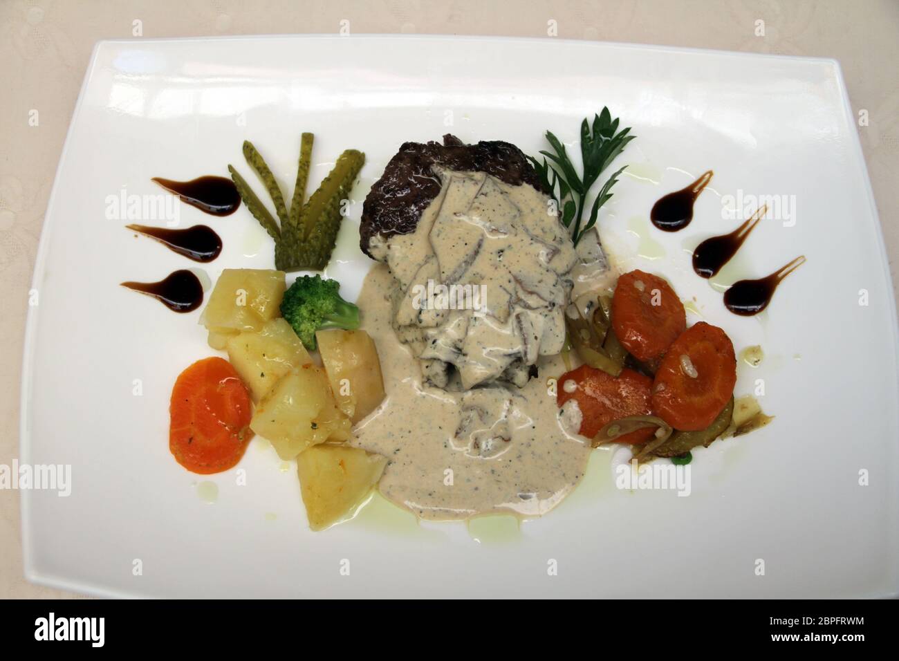 decorative food in a restaurant Stock Photo - Alamy