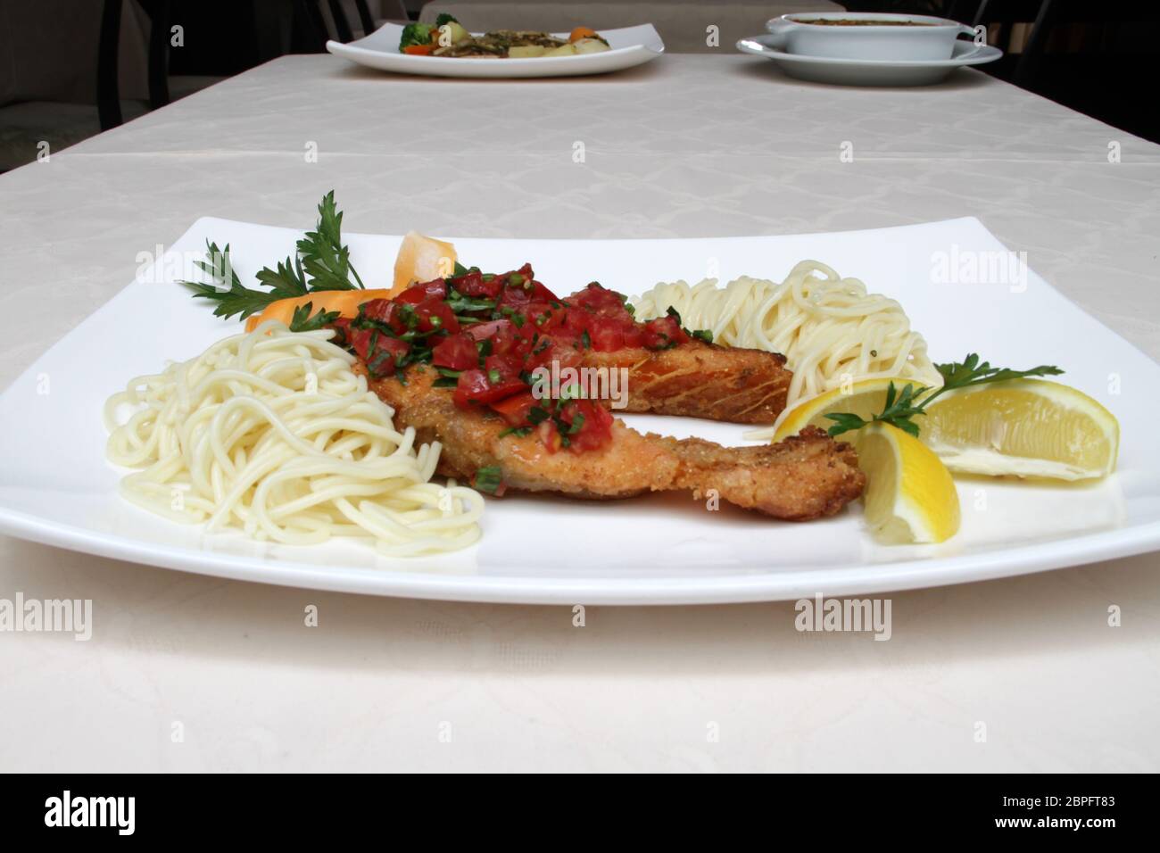 decorative food in a restaurant Stock Photo - Alamy