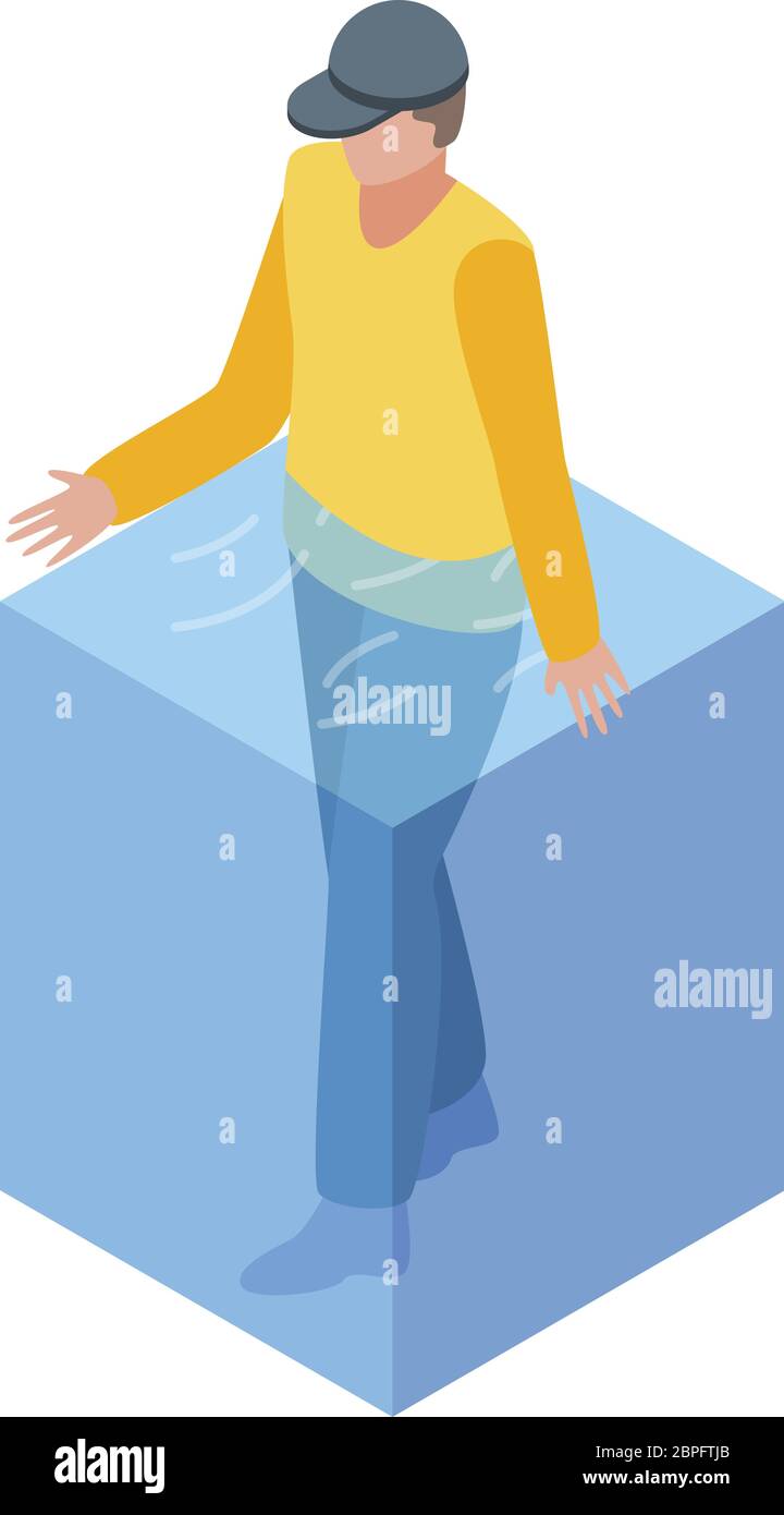 Man home flood disaster icon, isometric style Stock Vector Image & Art ...