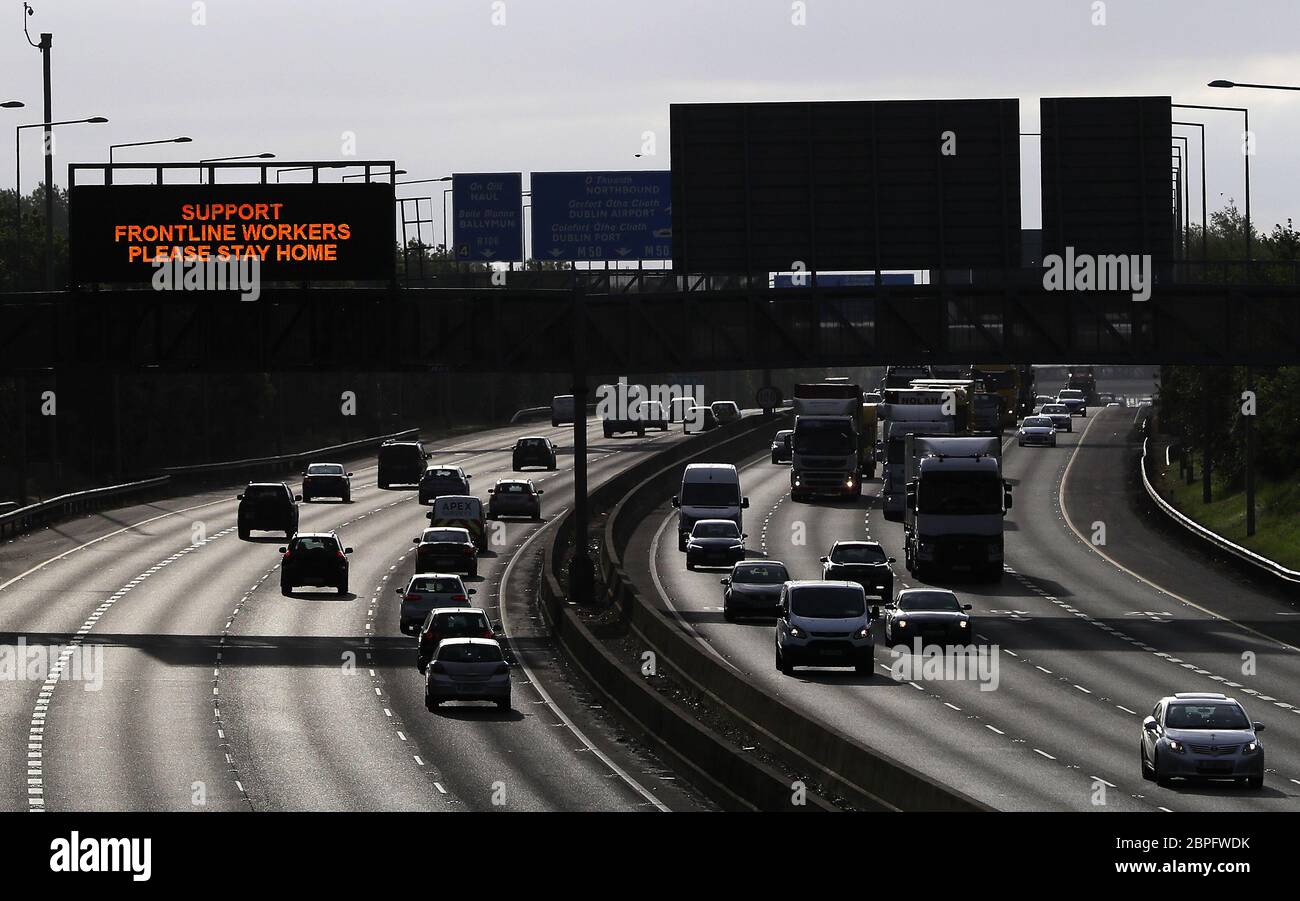 Traffic on the M50 in Dublin as phase one of Ireland's five phase exit ...