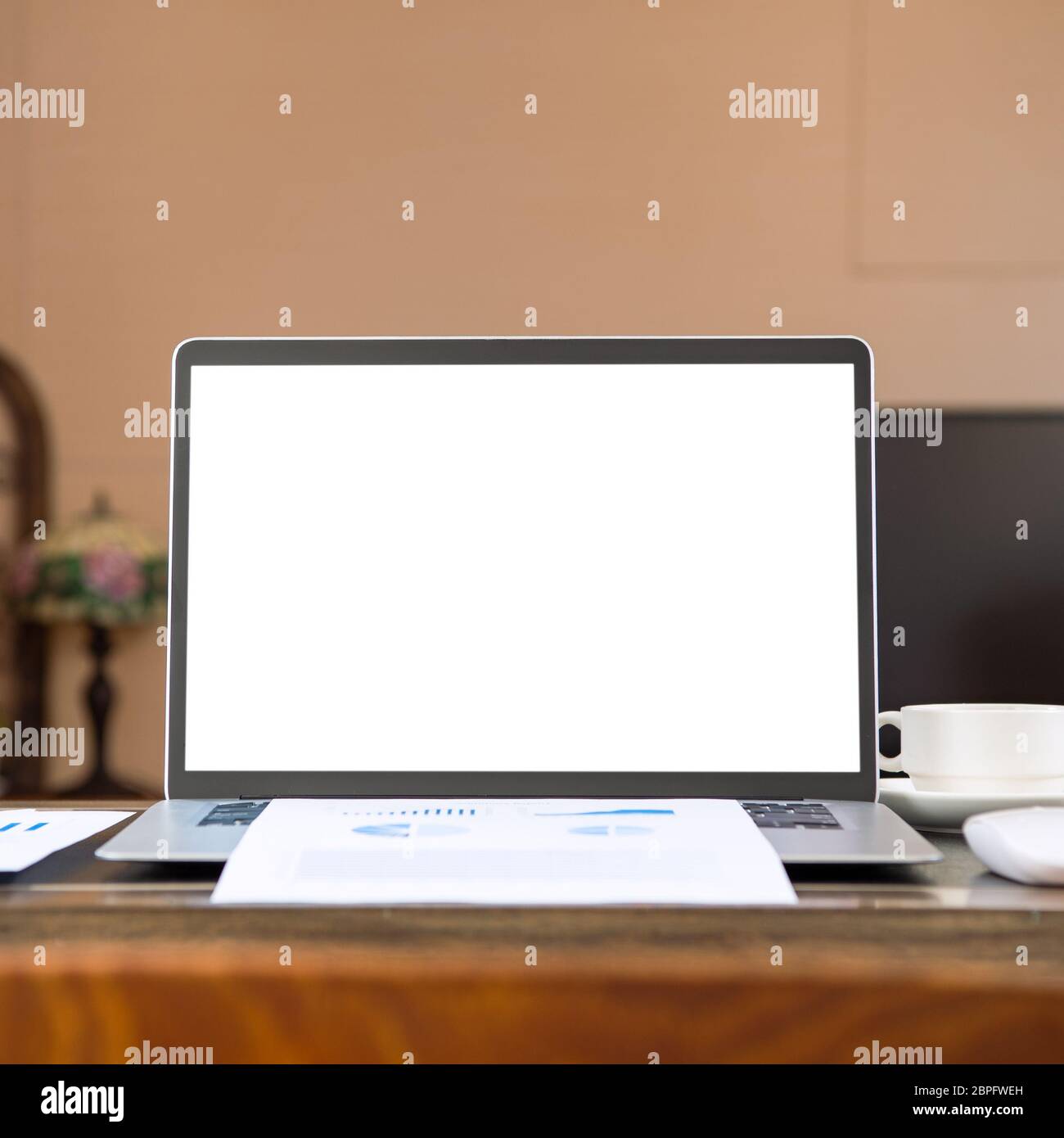 Home office, blank monitor for design, working from home, web ...