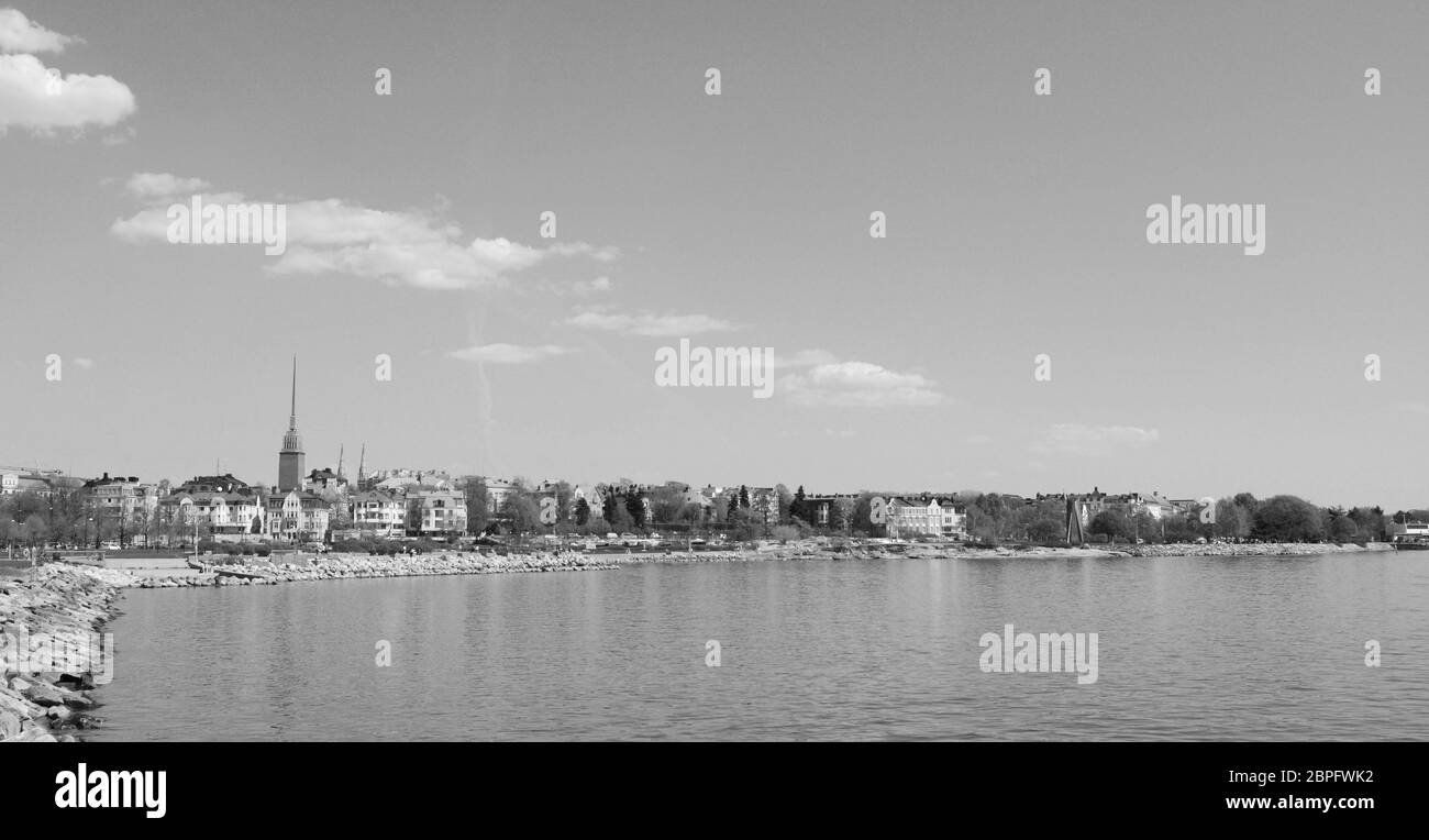 View from the shoreline of Munkkisaari district, across the water to ...