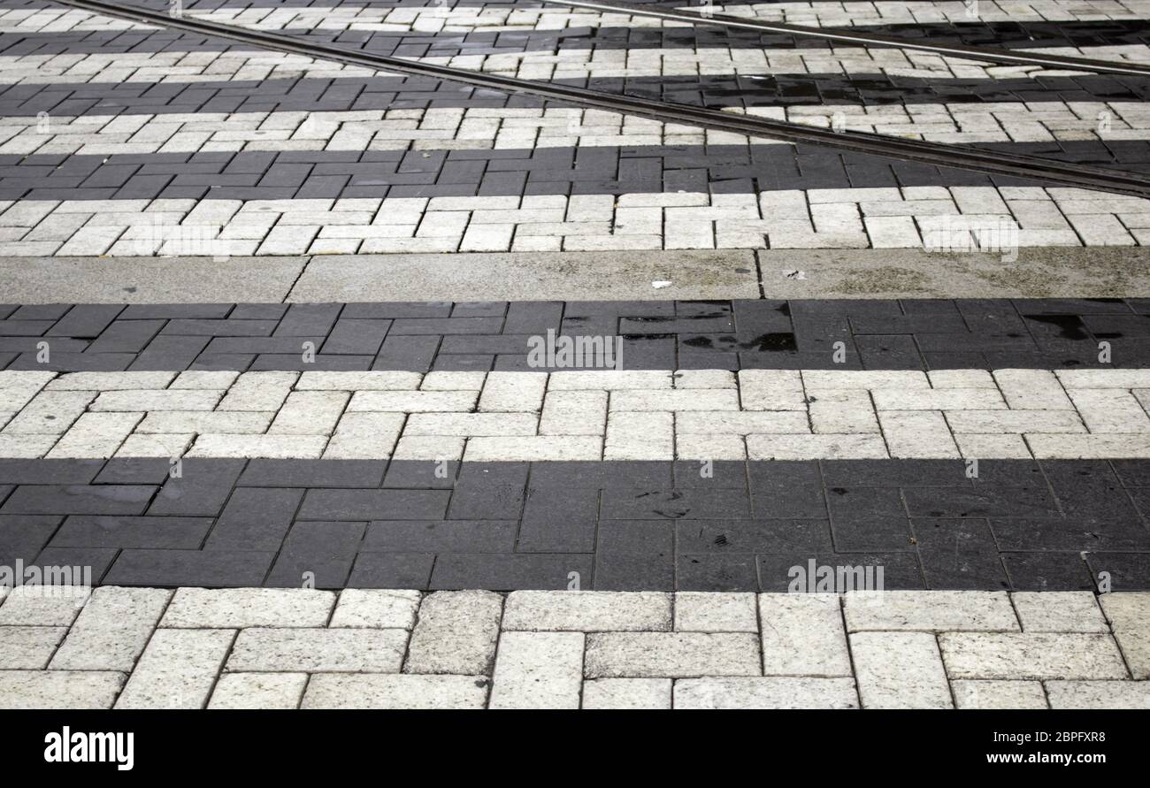Zebra crossing street, traffic signs and symbols Stock Photo - Alamy