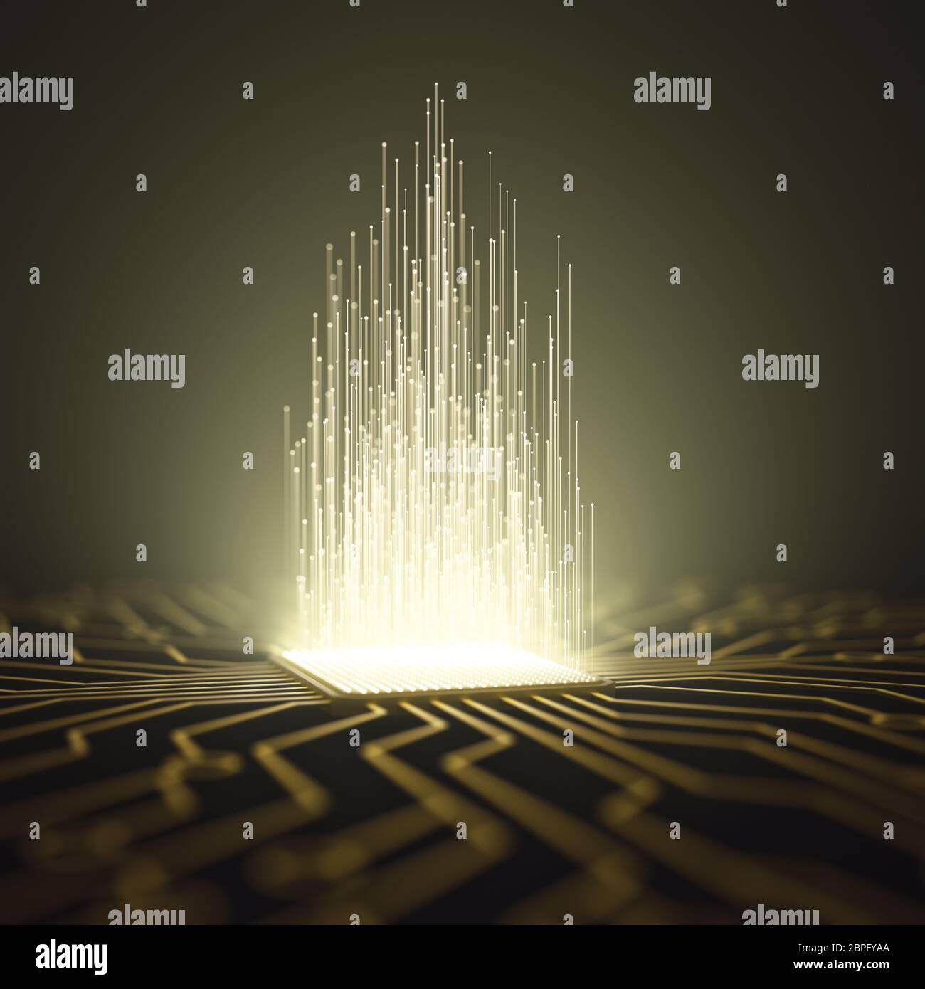 Artificial intelligence. Microchip connections, electric pulses and ...