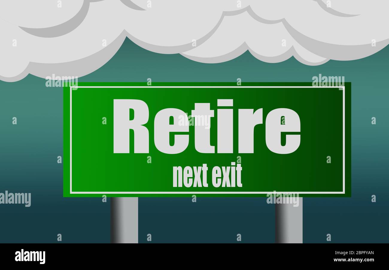 Exit highway street sign symbol with retire word, 3D rendering Stock ...