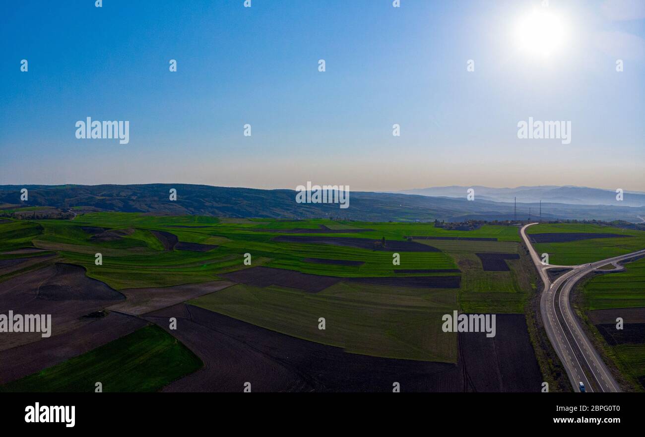 Aerial view to the fertile and arable fields Stock Photo - Alamy
