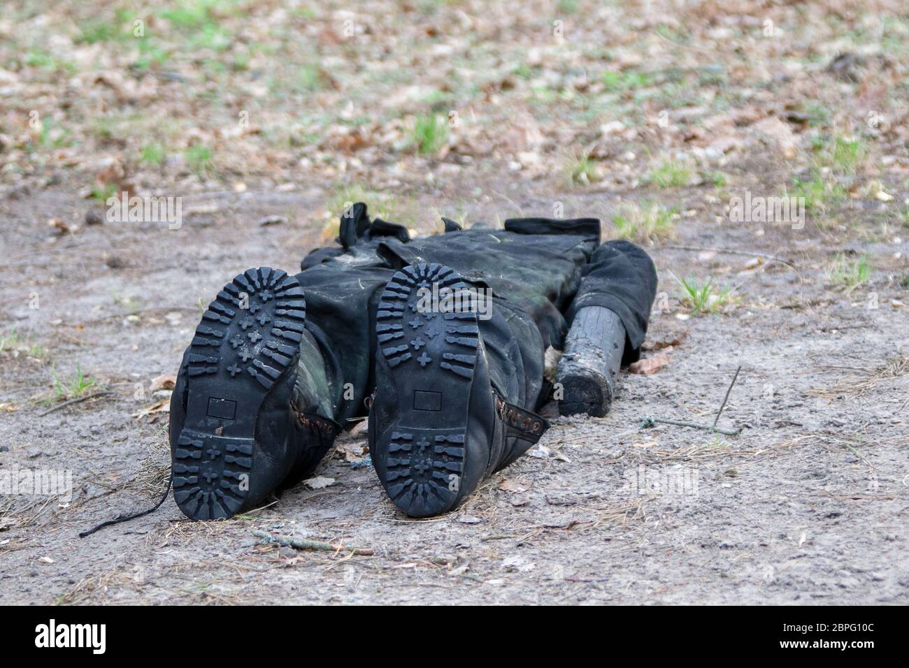 Layout of a man for rescue training. Dummy for training firefighters ...