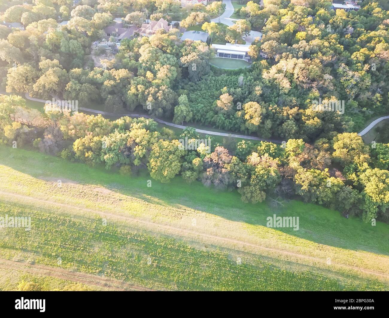 Aerial drone view Kessler Park located just south of downtown Dallas ...