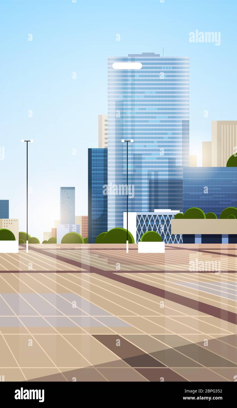 empty downtown city street without people and cars closed town ...